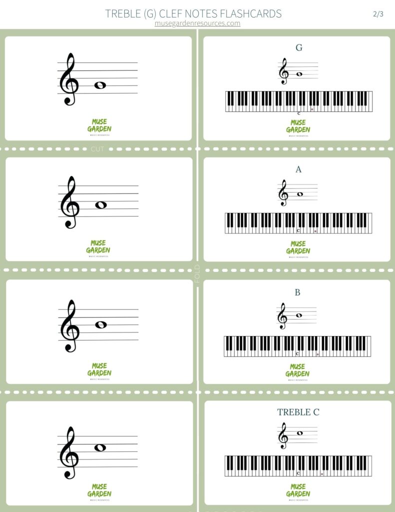 FREE Treble Clef Note Reading Flashcards - Muse Garden Resources